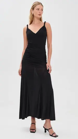 Alice + Olivia Bianca Asymmetrical Godet Midi Dress