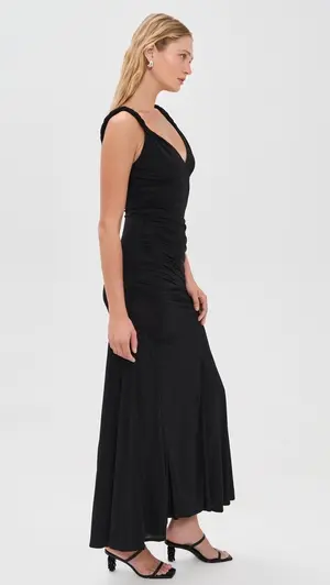Alice + Olivia Bianca Asymmetrical Godet Midi Dress