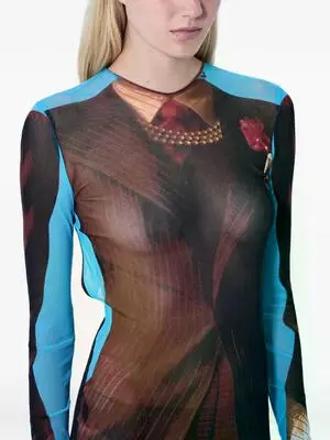 JEAN PAUL GAULTIER Abstract Print Mesh Dress