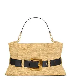 Balmain Medium Faux-raffia Anthem Shoulder Bag