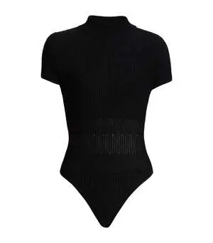 Balmain Rib-knit Merino Wool Bodysuit - Black