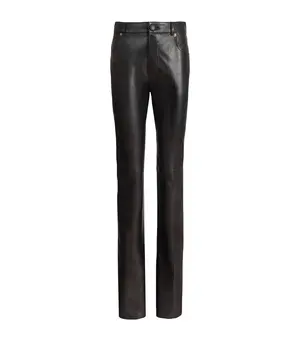 Balmain Slim Leather Trousers - Black