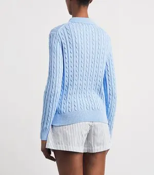 Polo Ralph Lauren Wimbledon Cable Knit Polo Sweater - Blue