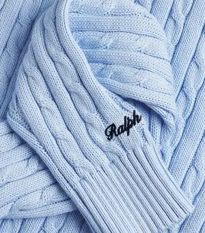 Polo Ralph Lauren Wimbledon Cable Knit Polo Sweater - Blue