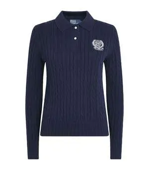 Polo Ralph Lauren X Wimbledon Cotton Cable-knit Polo Sweater - Navy