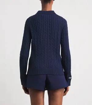 Polo Ralph Lauren Wimbledon Cable-knit Polo Sweater - Navy