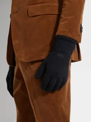 Zegna Oasi Logo Embroidered Knit Gloves