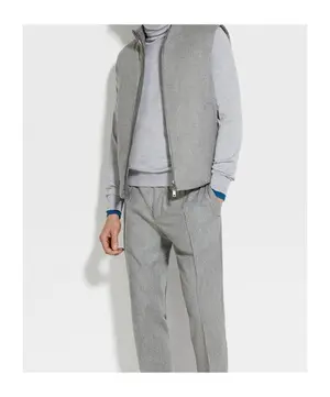 Zegna Zip Up Gilet With Welt Pockets - Heather Grey