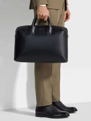 Zegna Logo Detailed Top Handle Briefcase