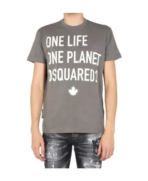 Dsquared2 Slogan Print Crewneck T-shirt - Gray