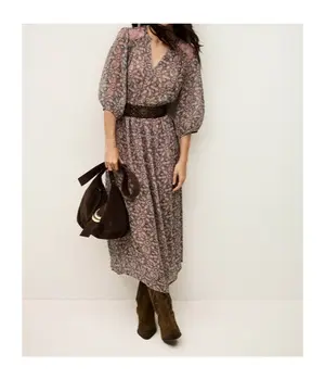 Ba&sh Printed V-neck Midi Dress
