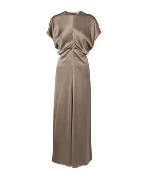 TOTEME Draped Satin Maxi Dress - Grey