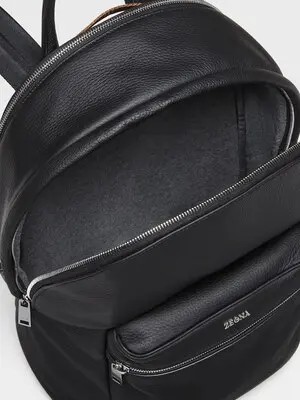 Zegna Logo-plaque Leather Backpack
