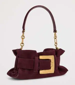 Balmain Suede Anthem Shoulder Bag - Red