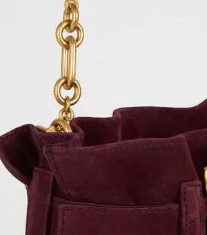 Balmain Suede Anthem Shoulder Bag - Red
