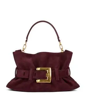 Balmain Medium Suede Shoulder Bag - Red