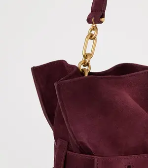 Balmain Medium Suede Shoulder Bag - Red