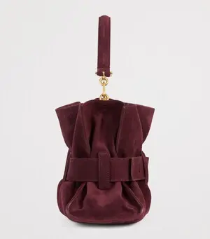 Balmain Medium Suede Shoulder Bag - Red