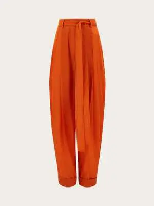 FERRAGAMO Ferragamo Barrel Leg Wool Trousers Brown