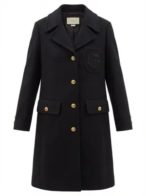 Gucci Double G Embroidery Coat - Black