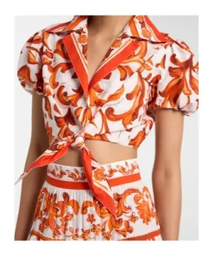 Dolce & Gabbana Cropped Cotton Poplin Blouse