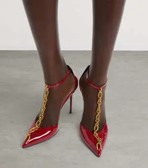 Balmain Patent Leather Sync Heeled Sandals 95