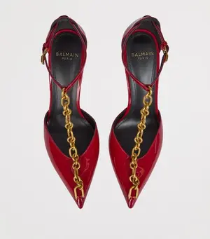 Balmain Patent Leather Sync Heeled Sandals 95