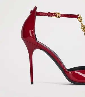 Balmain Patent Leather Sync Heeled Sandals 95