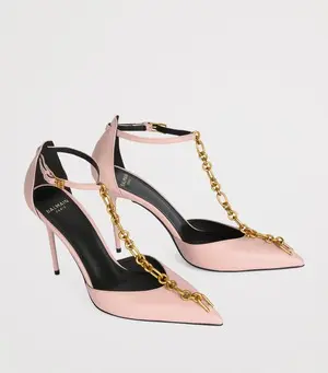Balmain Calfskin Sync Heeled Sandals 95 - Pink
