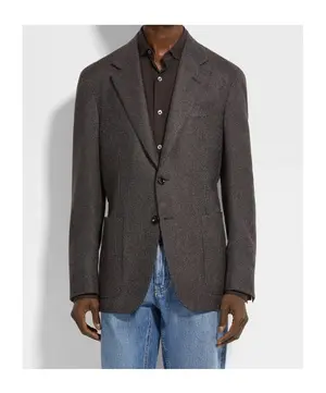 Zegna Brown And Grey Oasi Cashmere Jacket - Brown/gray
