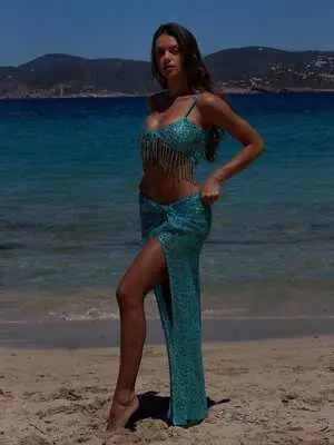 OUTCAST Harrper Maxi Skirt Turquoise