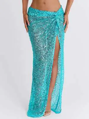OUTCAST Harrper Maxi Skirt Turquoise