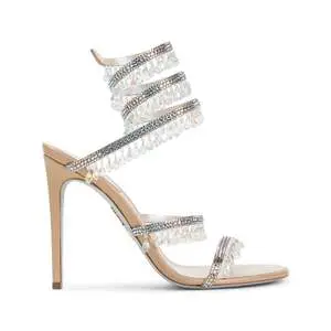 Rene Caovilla René Caovilla Crystal Embellished Spiral Ankle Wrap High Heel Sandals Multicolor