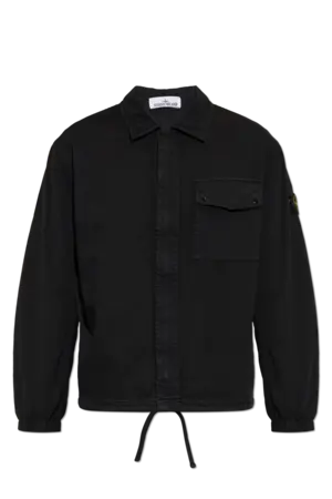 Stone Island Jacket With Logo Patch - Black