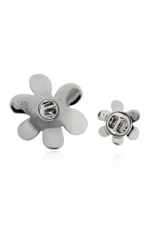 Marni Two Asymmetric Flower Pins With Crystals