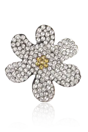 Marni Two Asymmetric Flower Pins With Crystals