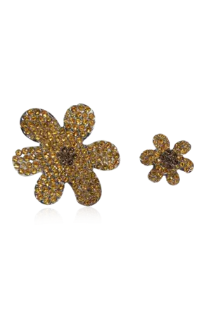 Marni Two Asymmetric Pins With Shimmering Crystals - Silver