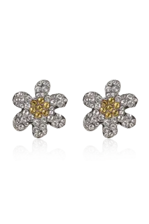 Marni Earrings With Shimmering Crystals - Silver