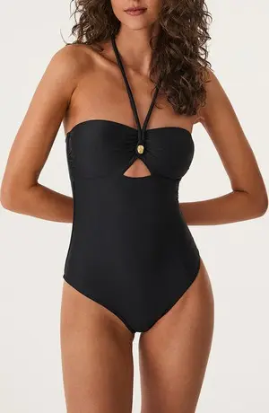VIX PAULA HERMANNY Cutout Bandeau One-piece Swimsuit - Black