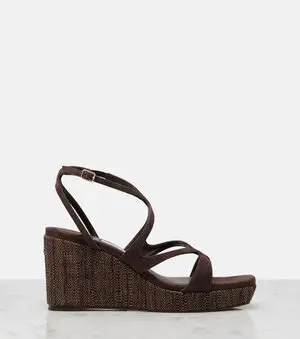 JIMMY CHOO Ayla Suede Wedge Sandals - Brown