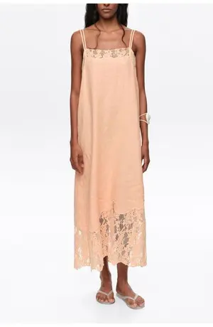 Bimba Y Lola Midi Dress With Lace Detailing - Orange