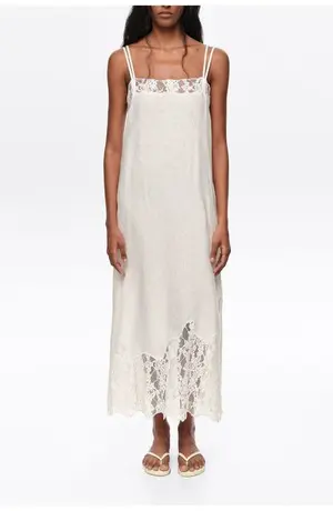 Bimba Y Lola Midi Dress With Lace Detailing - White