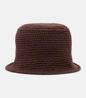 Prada Logo Crochet Cotton Bucket Hat