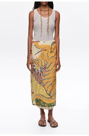 Bimba Y Lola Patchwork Linen Sarong Skirt