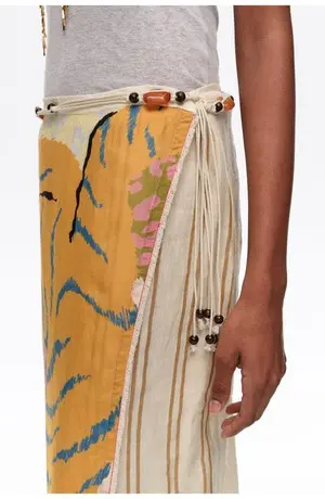 Bimba Y Lola Patchwork Linen Sarong Skirt