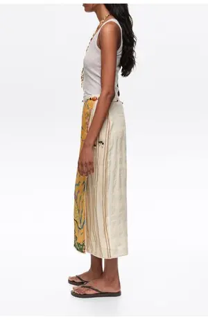 Bimba Y Lola Patchwork Linen Sarong Skirt