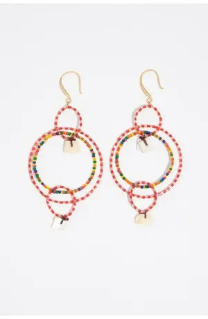 Bimba Y Lola Mother-of-pearl Seashell Earrings - Garnet