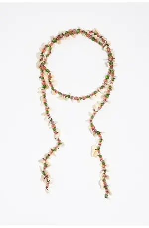 Bimba Y Lola Beads And Mother-of-pearl Seashell Necklace - Green
