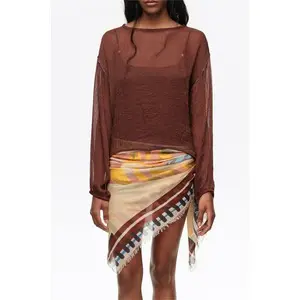Bimba Y Lola Boxy Sweater With Metallic Beads - Brown