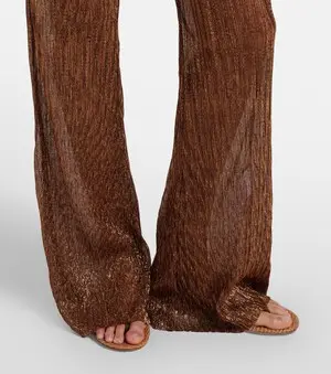 CALA DE LA CRUZ Dries Lamé Flared Pants